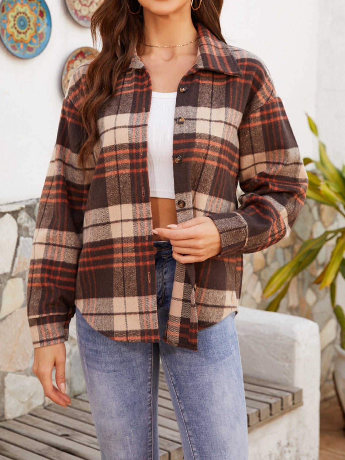 Samanta® | Checked long sleeve jacket with buttons – Lily Hil