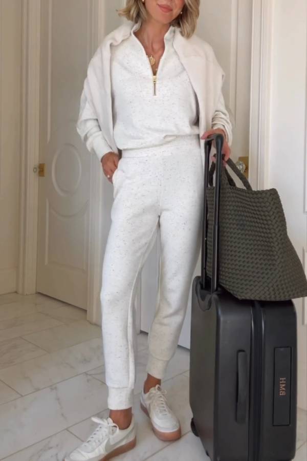 Flavia® | Half-zip sweatshirt and cropped pants set – Lily Hil