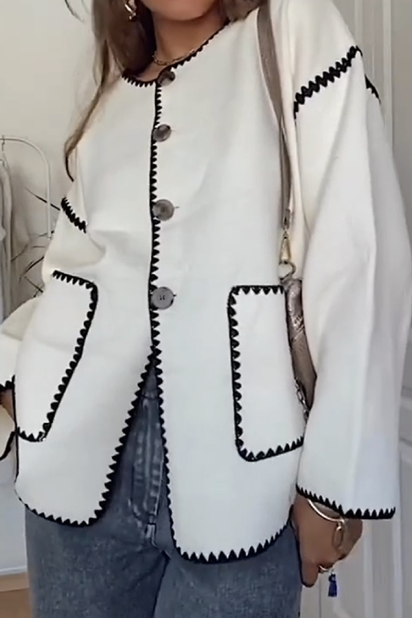 Flavia® | Fashionable Color-block Woolen Coat – Lily Hil