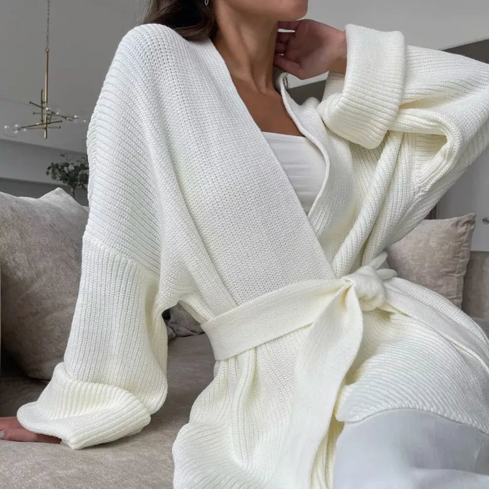 Livia® | Chunky knit cardigan with belt – Lily Hil
