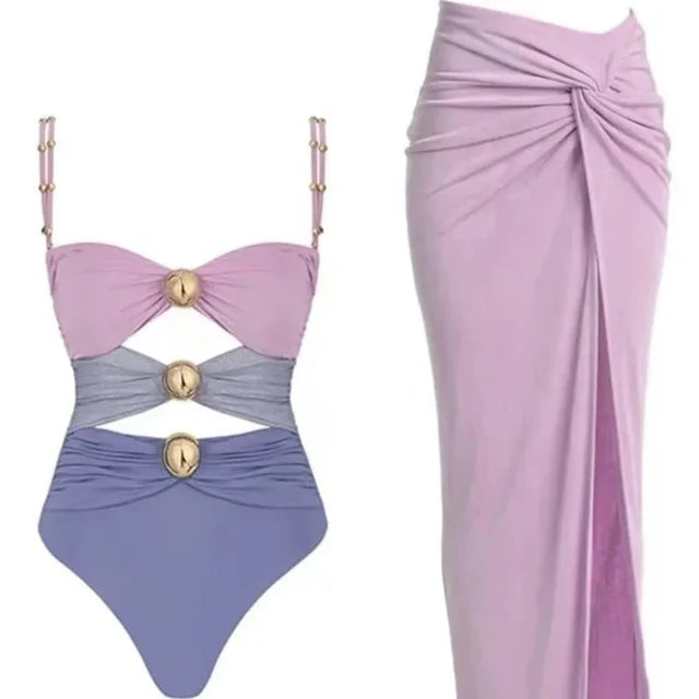 Bernadette® | Shiny Halter Button Swimwear – Lily Hil