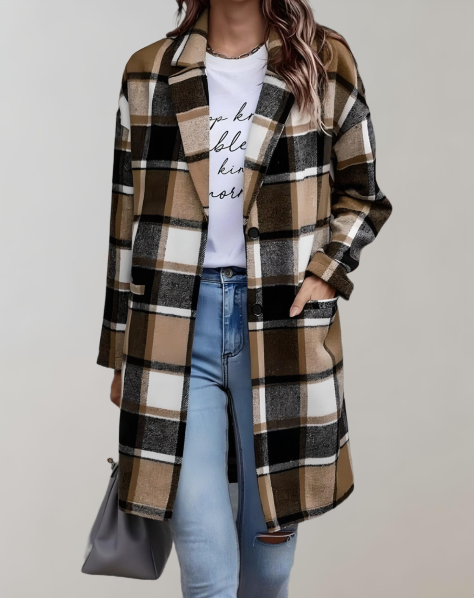Fabiola® | Oversized and long checked jacket – Lily Hil